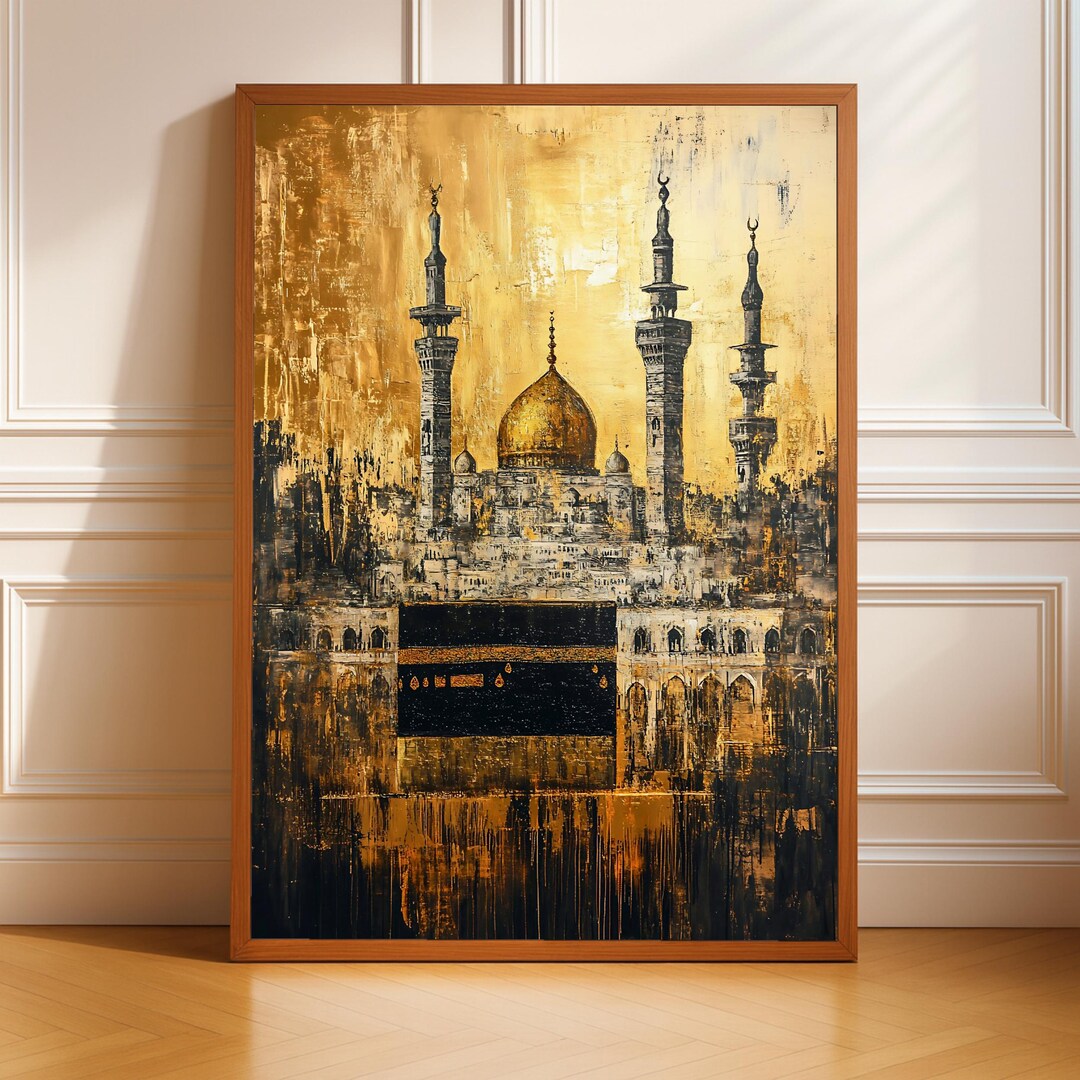 Masjid Al Haram Gold Art: Islamic Kaaba Mecca Abstract Mosque (digital ...
