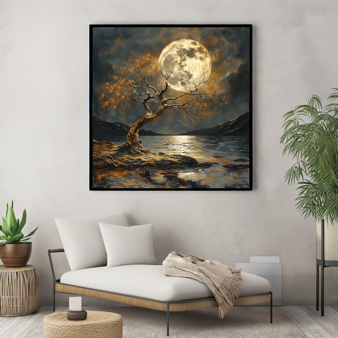 Moonlit Tree Art Print, Nightscape Poster, Square Print, Printable Wall ...