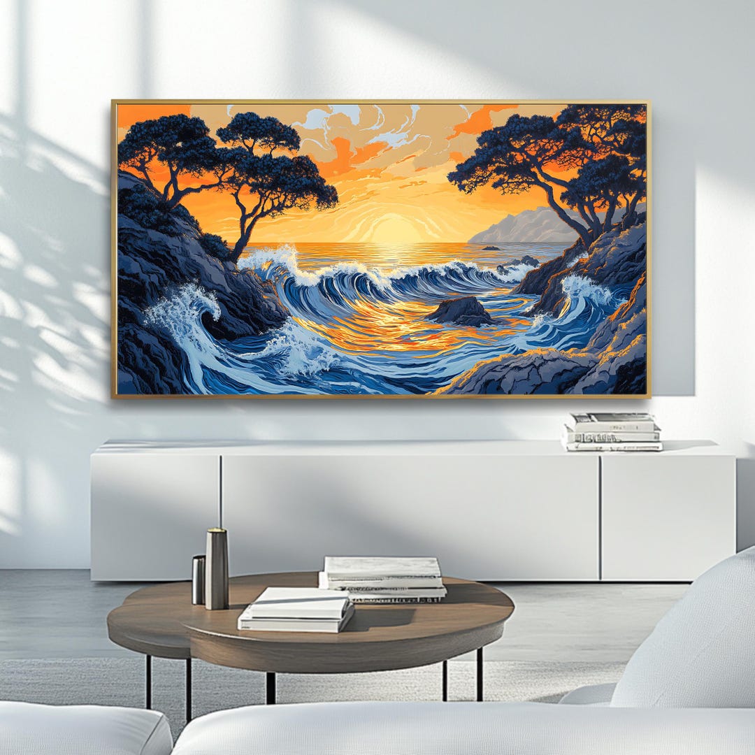 Ocean Sunset Waves Art for Samsung Frame TV | Coastal Seascape Roku ...