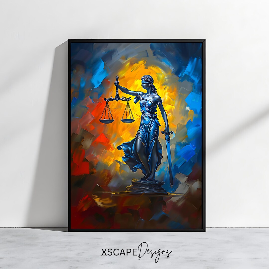 Abstract Lady Justice Wall Art Print, Colorful Legal Poster, Printable ...