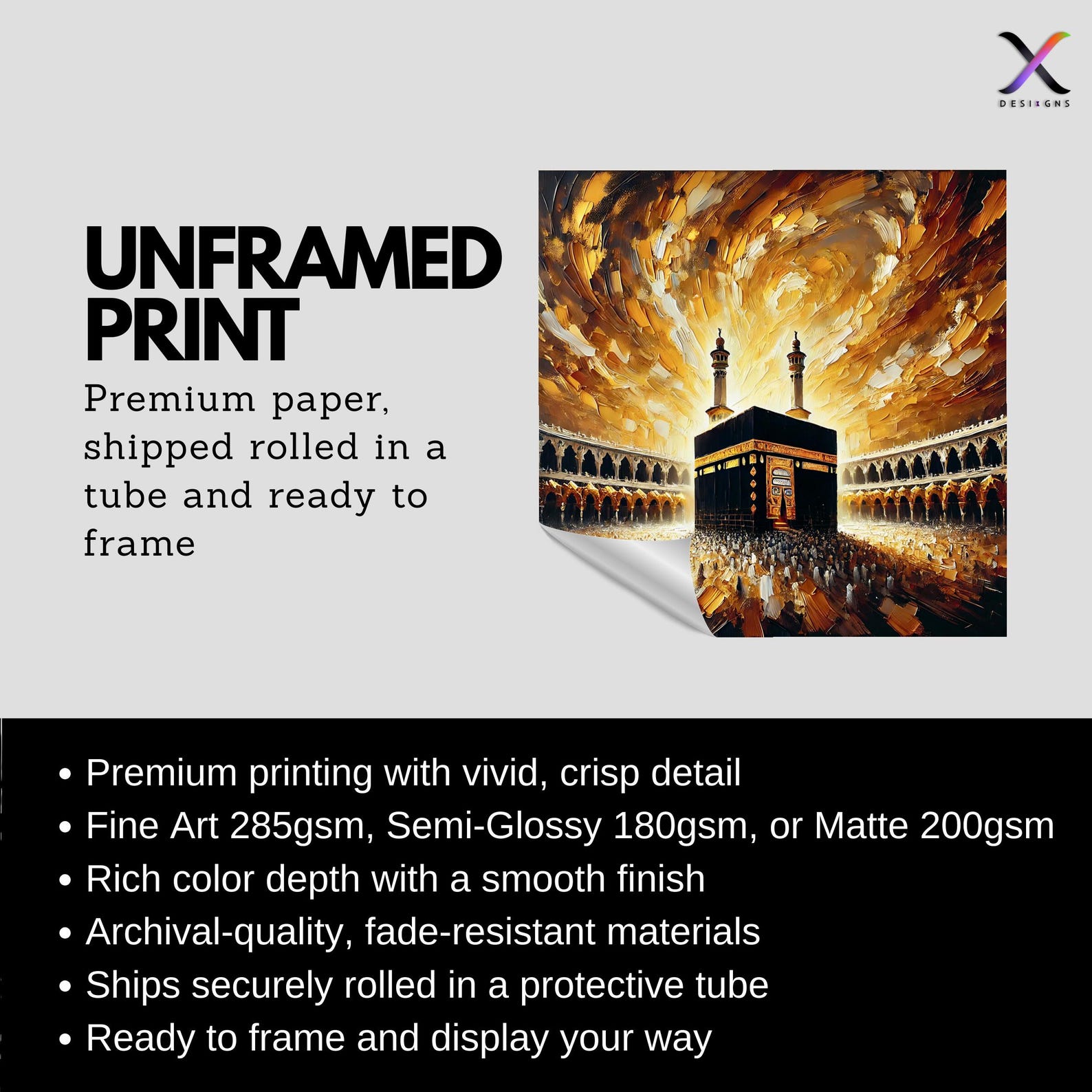 Kaaba Gold Impasto Wall Art: Islamic Masjid Al Haram Decor (digital ...