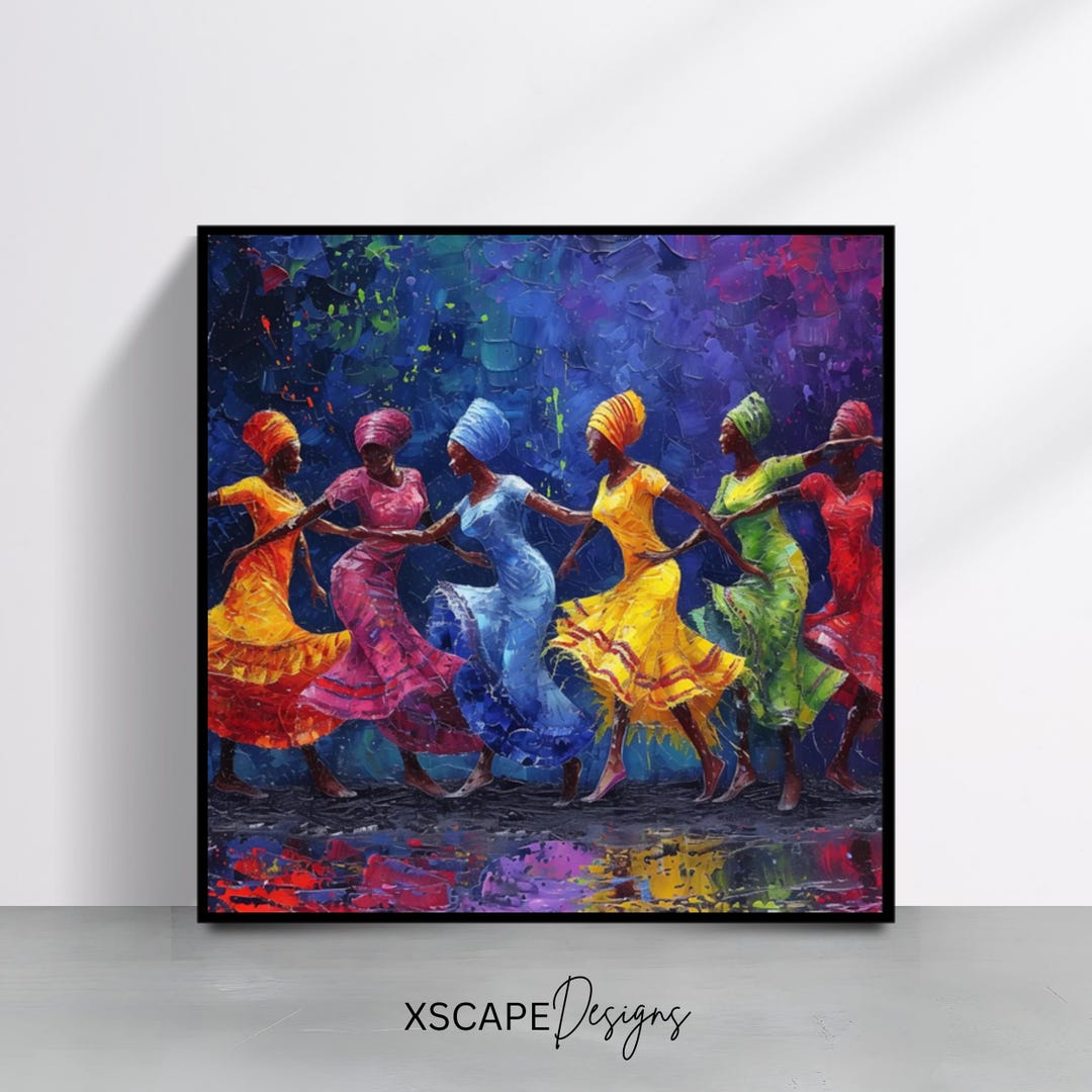 Abstract African Dance Wall Art Print, Vibrant Cultural Poster, Square ...
