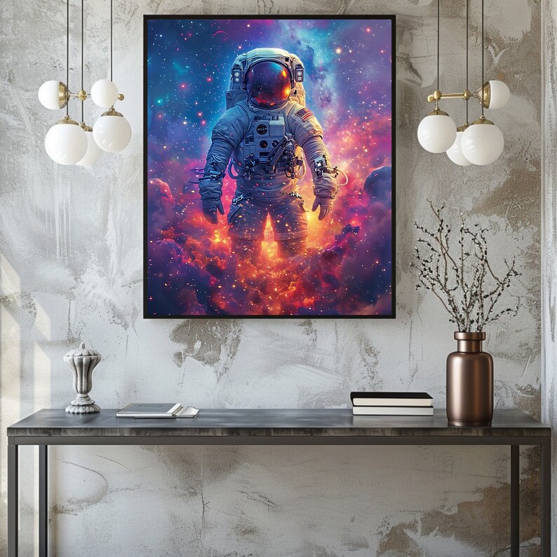 Cosmic Astronaut Art, Space Exploration Painting, Sci-fi Wall Art ...