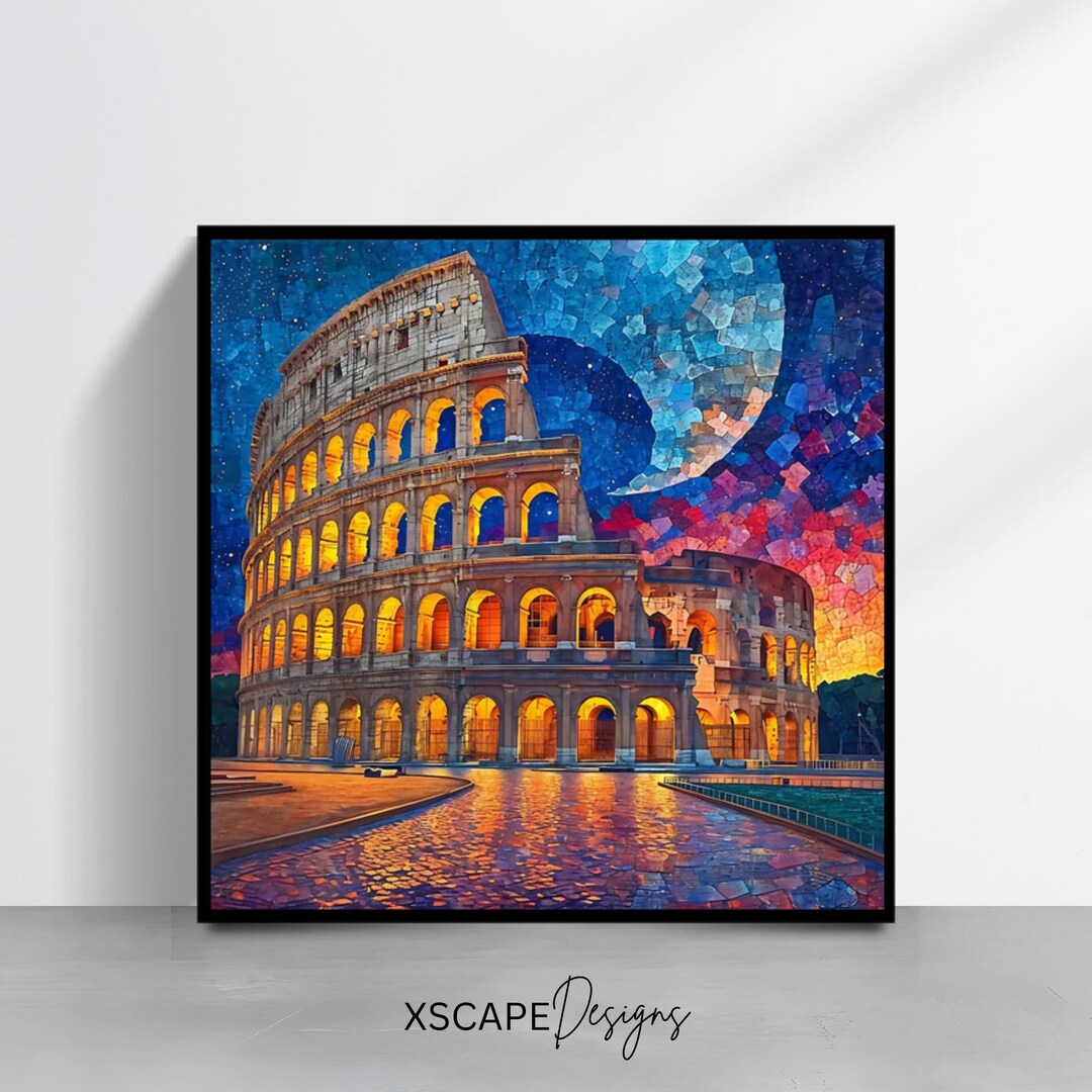 Vibrant Colosseum Wall Art Print, Ancient Rome Poster, Square Print ...