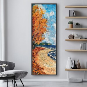 Tall Vertical Autumn Landscape Wall Art | Fall Beach Scene Print | Long ...