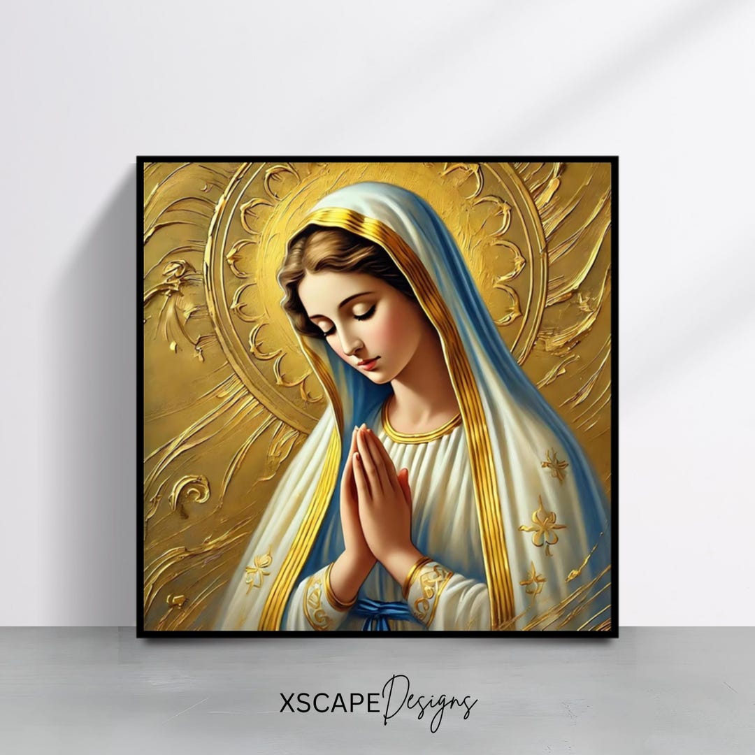 Virgin Mary Wall Art Print, Catholic Icon Poster, Square Print ...