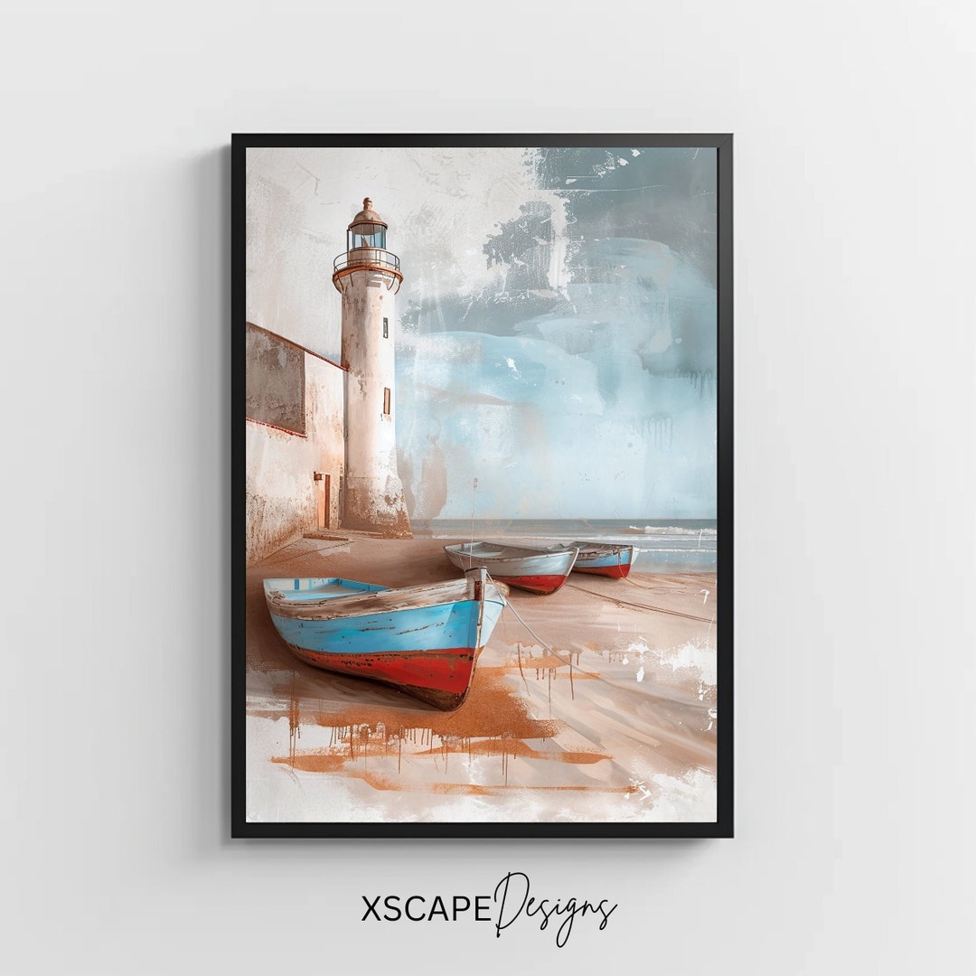 Vintage Lighthouse Wall Art Print, Nautical Poster, Printable Wall Art ...