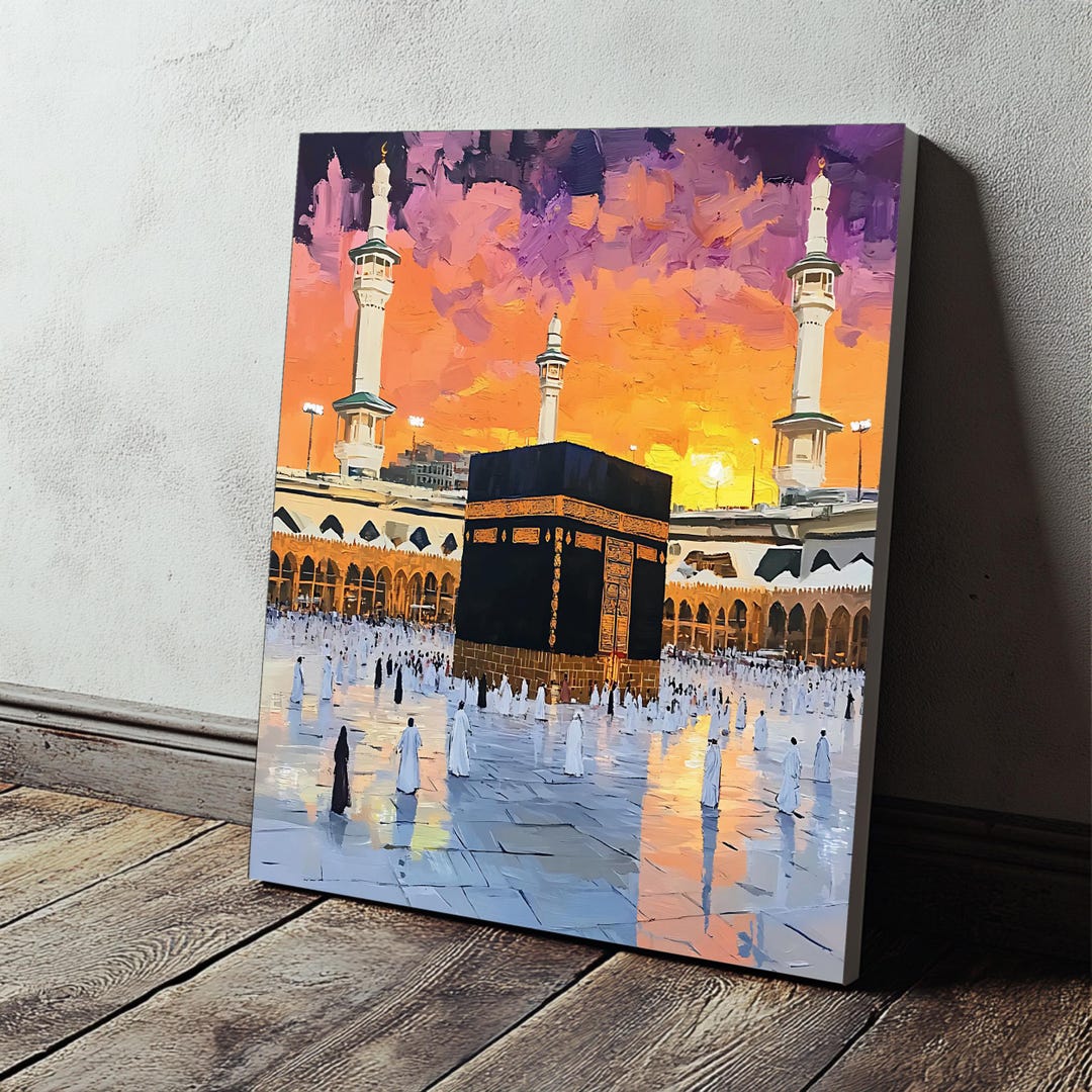 Kaaba Wall Art, Islamic Digital Print, Mecca Sunset Artwork, Square ...