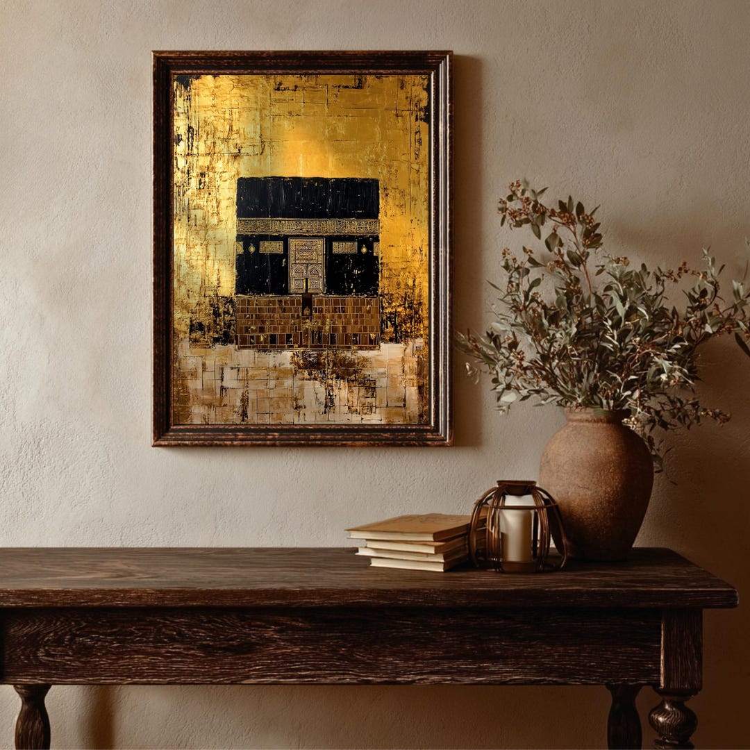 Kaaba Gold Abstract Art Print: Islamic Mecca Wall Decor (digital ...