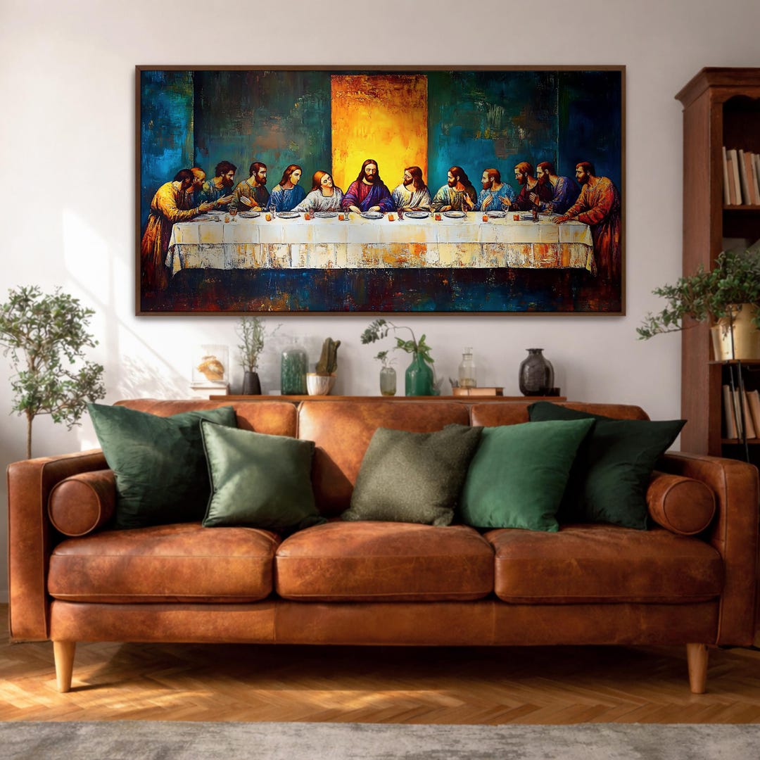 Last Supper Panoramic Wall Art Jesus and Apostles Extra Wide Framed ...