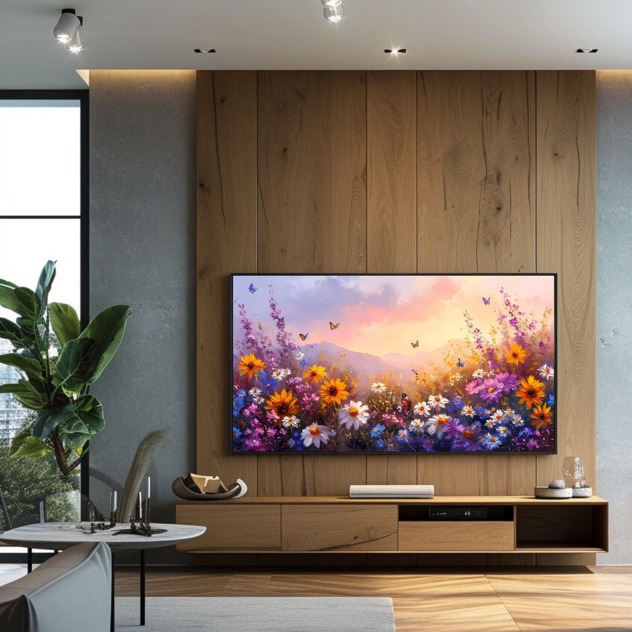 Frame TV Art Meadow, Spring Art for Frame TV, Floral Tv Art, Samsung ...