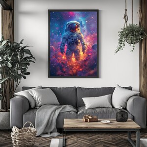 Cosmic Astronaut Art, Space Exploration Painting, Sci-fi Wall Art ...