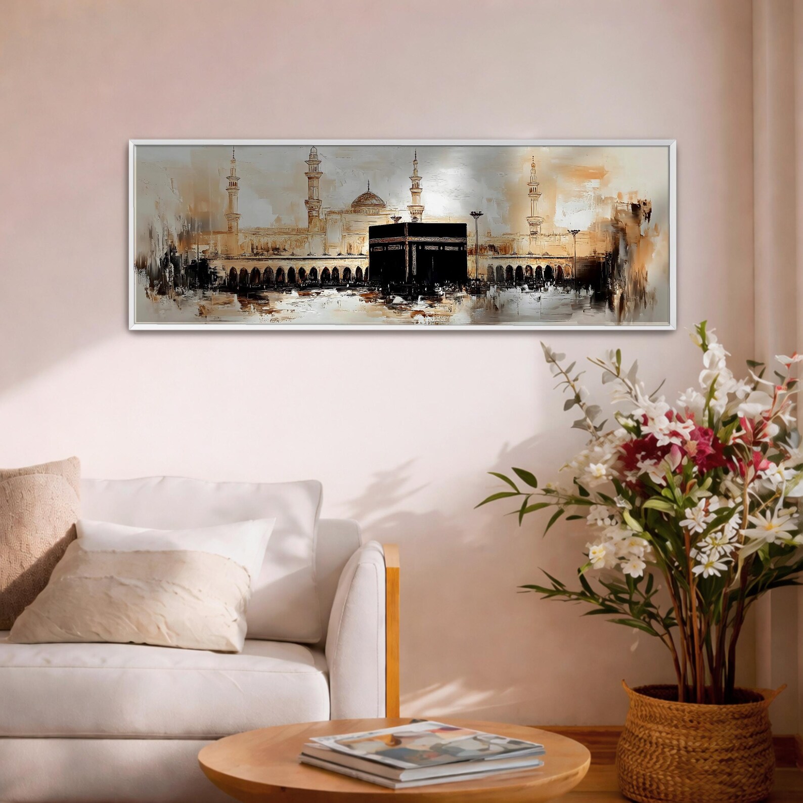 Kaaba Long Narrow Wall Art Masjid Al Haram Panoramic Canvas Mecca ...