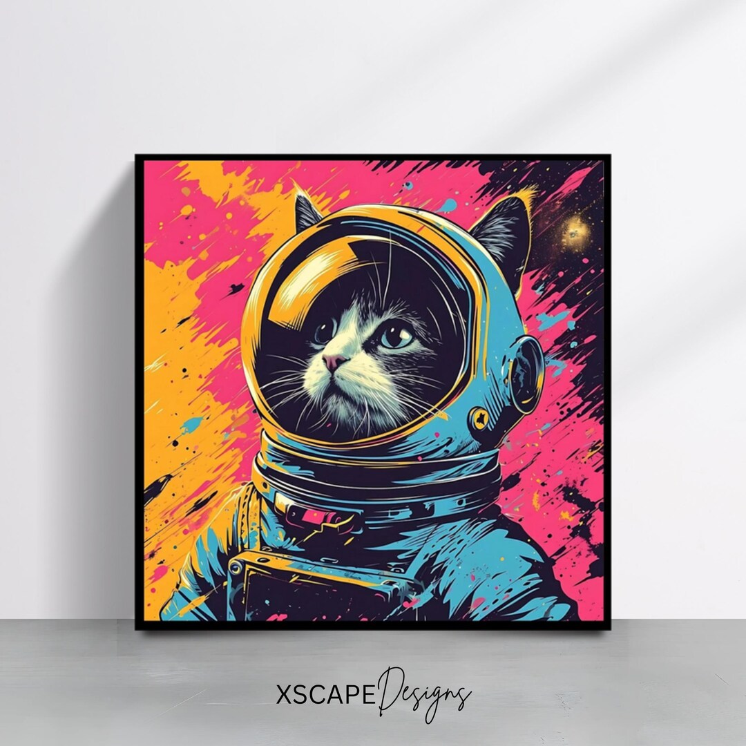 Astronaut Cat Wall Art Print, Space Cat Poster, Square Print, Printable ...