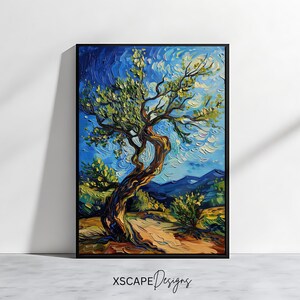 Abstract Olive Tree Art Print Nature Inspired Wall Decor Vibrant ...