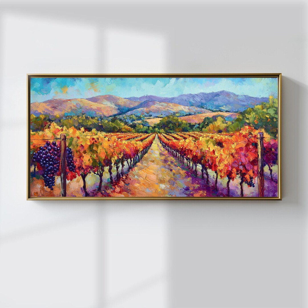 Vineyard Wall Art | Long Horizontal Narrow Print | Oversized Panoramic ...
