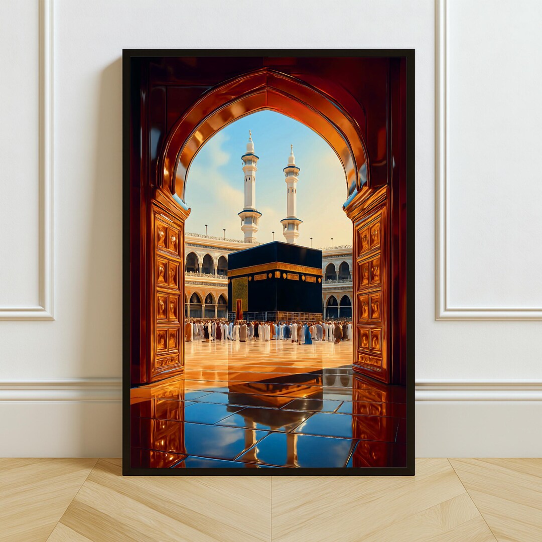 Kaaba Doorway View Art: Islamic Mecca Masjid Al Haram Painting (digital ...