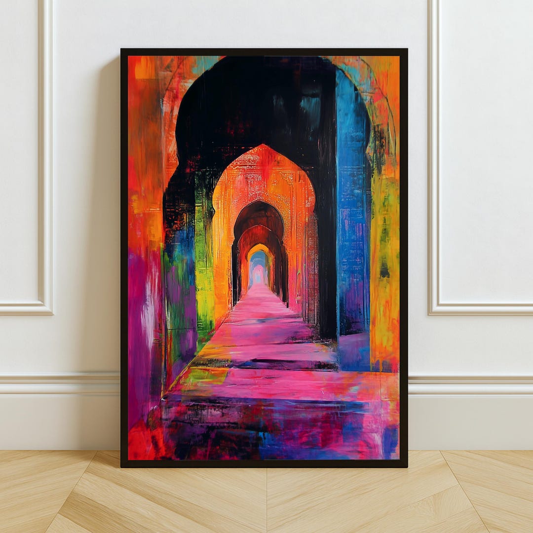 Islamic Arch Abstract Art Print: Muslim Colorful Sacred Geometry Mosque ...