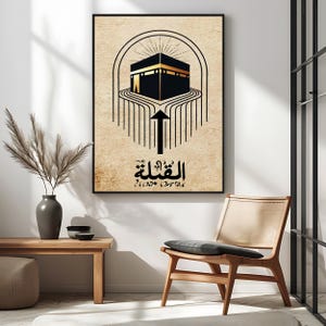 Qibla Direction Wall Art Print | Kaaba Digital Artwork | Islamic Home ...