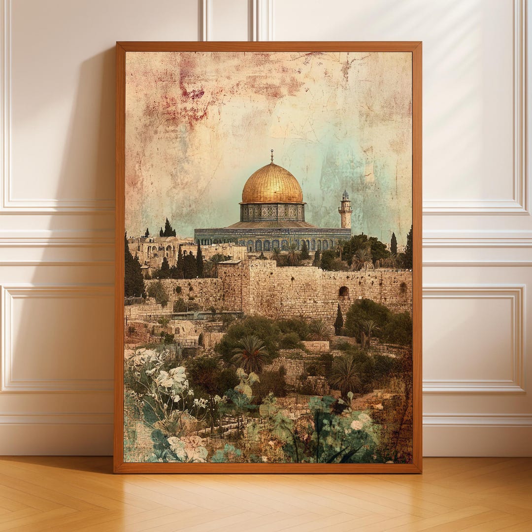 Al Aqsa Mosque Vintage Art Print: Islamic Jerusalem Historic ...