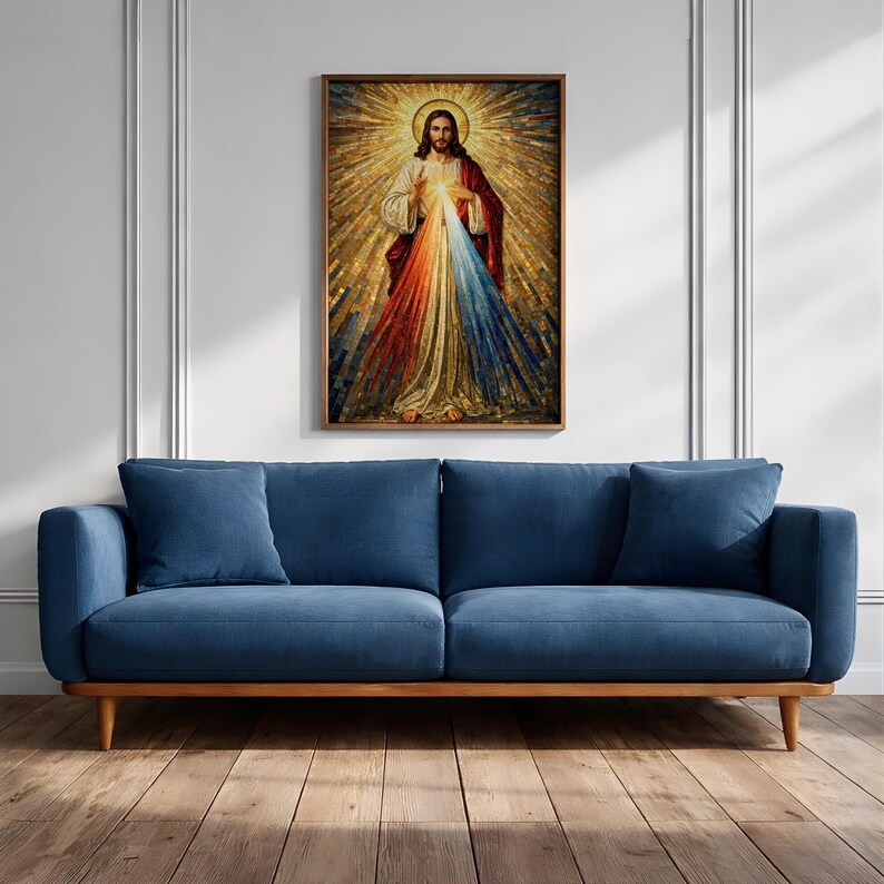 Divine Mercy Wall Art Jesus Mosaic Christian Icon Religious Gift Prayer ...