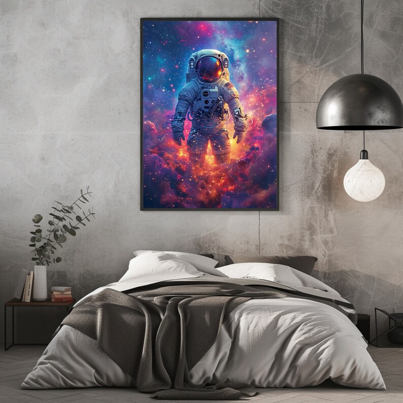 Cosmic Astronaut Art, Space Exploration Painting, Sci-fi Wall Art ...
