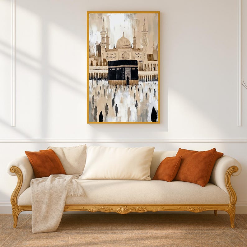 Kaaba Islamic Art Print Vintage Abstract Painting Mecca Wall Decor ...