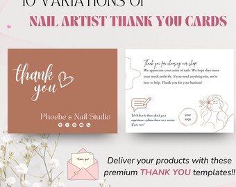 10x Variations of Thank You Card, Printable Thank You Card, Editable in ...