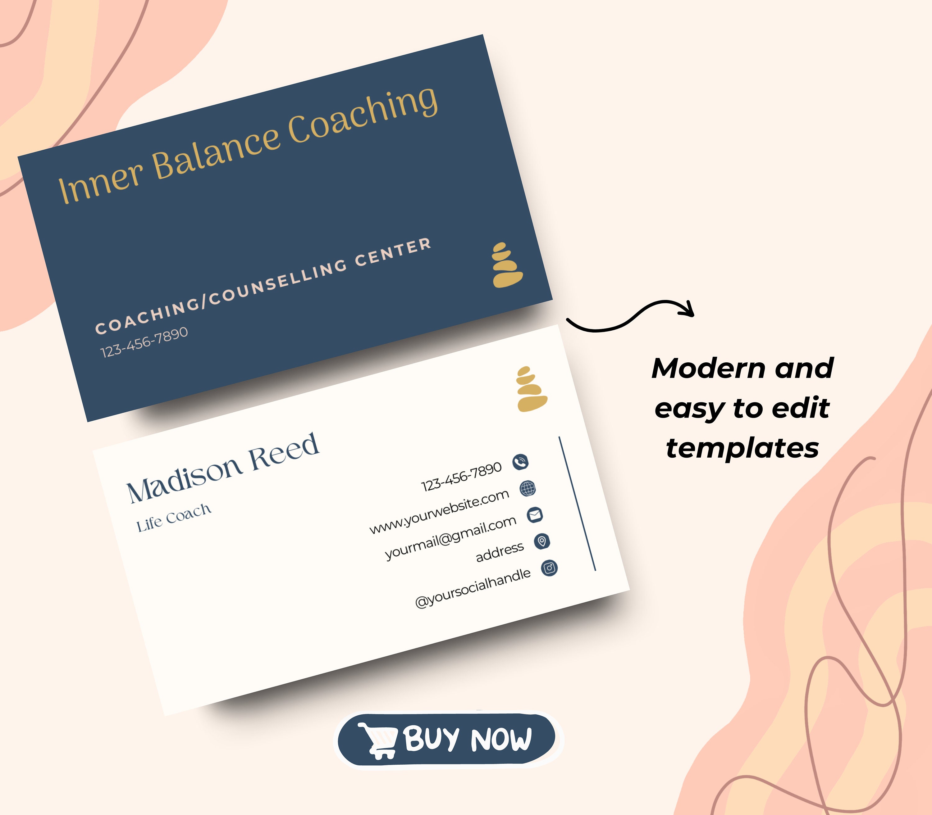 10x Life Coach Business Card, Business Card Template Printable Business ...