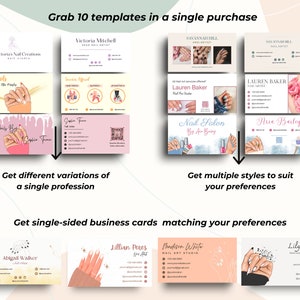 10x Editable Nail Tech Card Template, Nails Calling Card With QR Code ...