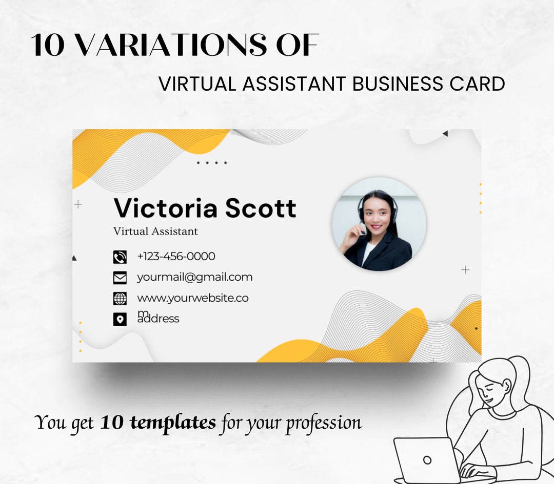 10x Virtual Assistant Business Card, Business Card Template | Printable ...