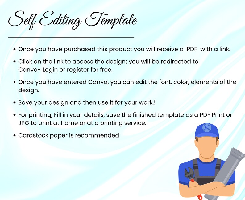 10x Trendy Plumber Business Card, Business Card Template for Plumbers ...