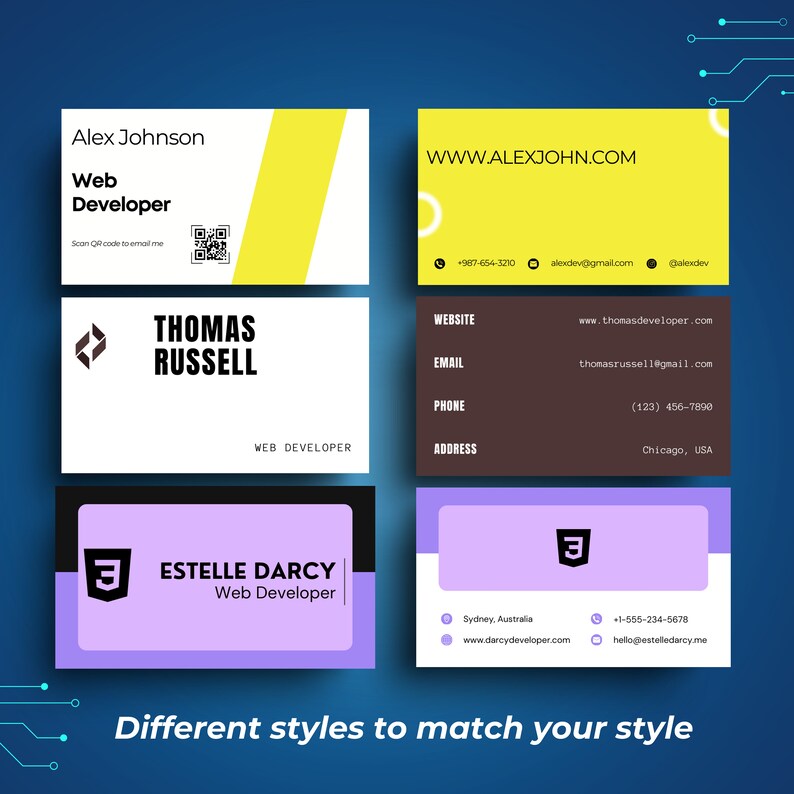 10x Web Developer Business Card, Business Card Template| Printable ...