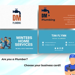 10x Trendy Plumber Business Card, Business Card Template for Plumbers ...