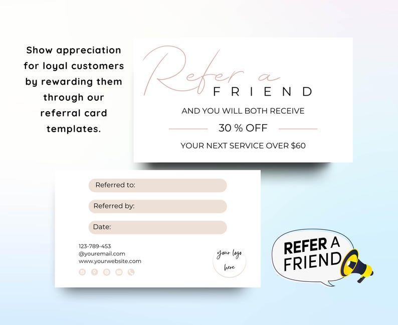 10x Variations of Editable Referral Card Template, Printable Refer a ...