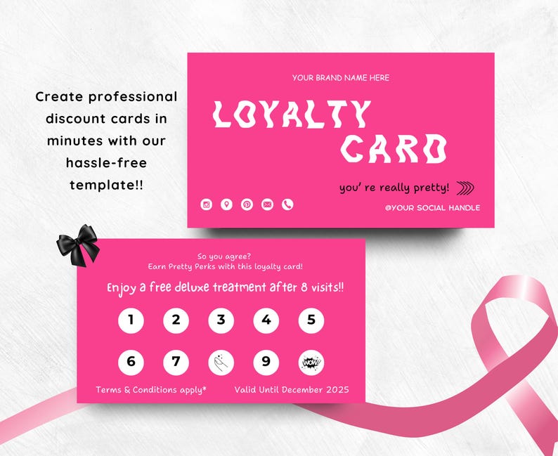 10x Variations of Loyalty Card Template, INSTANT DOWNLOAD, VIP Loyalty ...