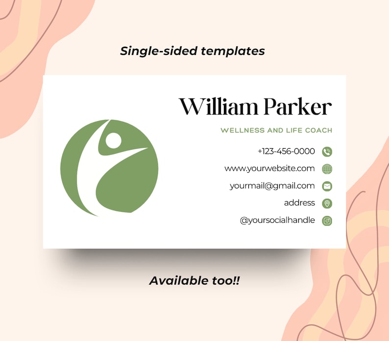 10x Life Coach Business Card, Business Card Template Printable Business ...