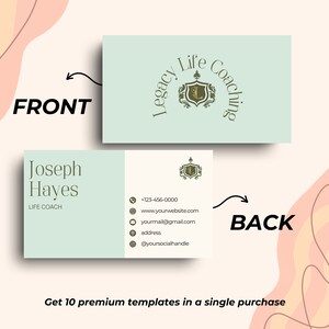 10x Life Coach Business Card, Business Card Template Printable Business ...