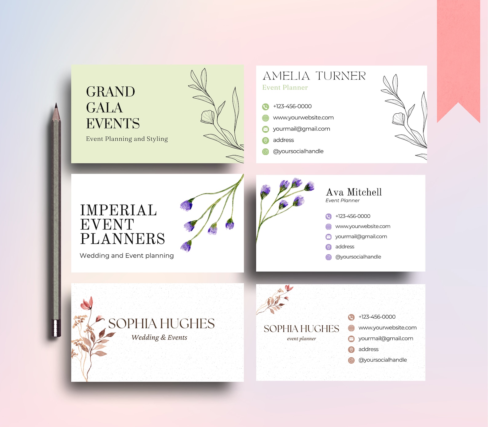 10x Event Planner Business Card, Business Card Template Printable ...