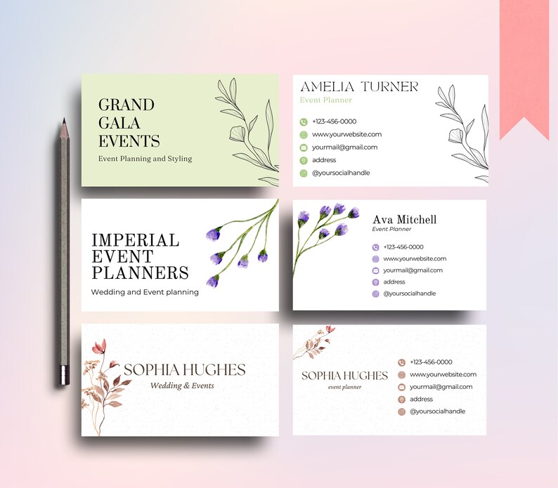 10x Event Planner Business Card, Business Card Template Printable ...