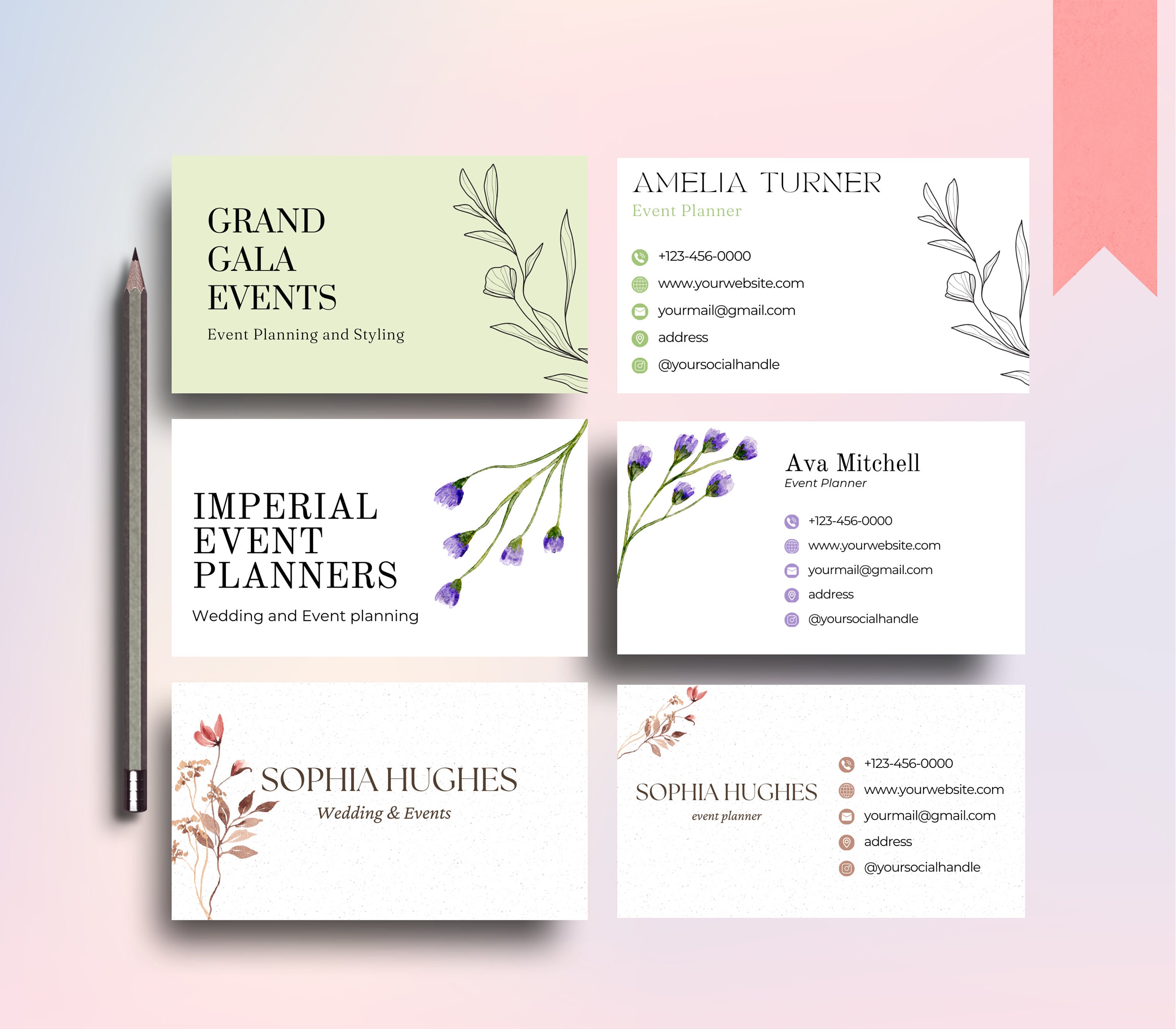 10x Event Planner Business Card, Business Card Template Printable ...