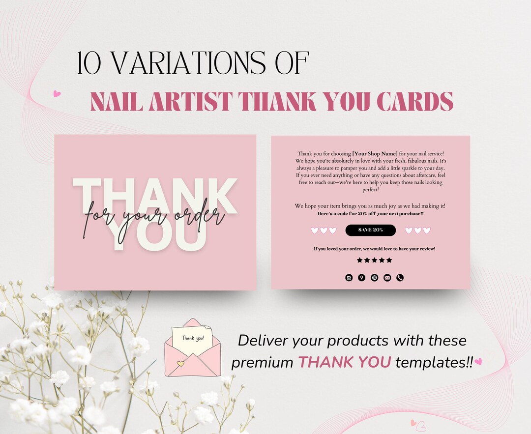 10x Variations of Thank You Card, Printable Thank You Card, Editable in ...