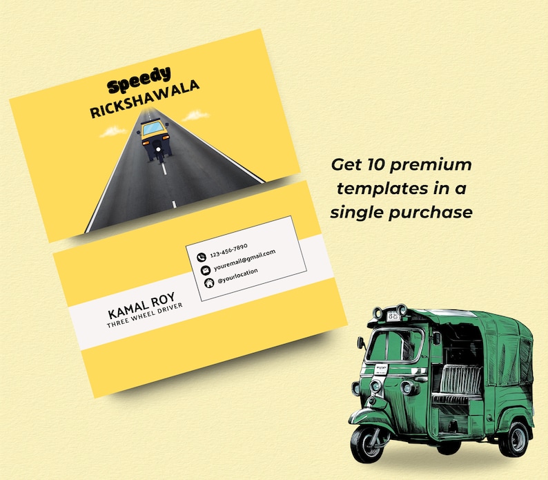 10x Tuk-tuk / Auto Rickshaw Driver Business Card Templates | Raksha ...