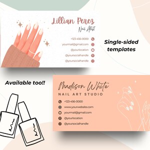 10x Editable Nail Tech Card Template, Nails Calling Card With QR Code ...