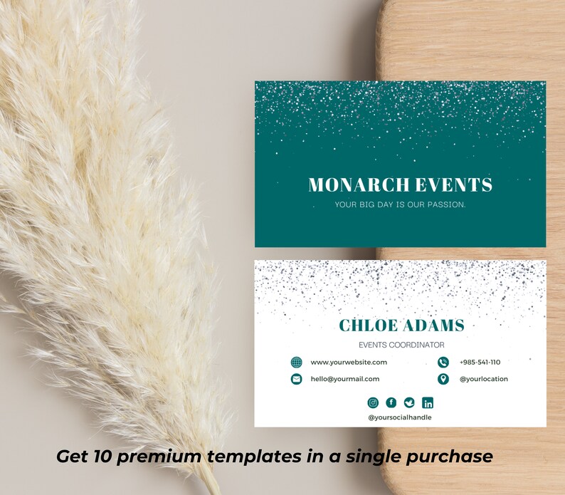 10x Event Planner Business Card, Business Card Template Printable ...
