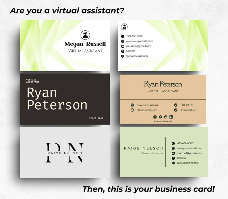 10x Virtual Assistant Business Card, Business Card Template Printable ...