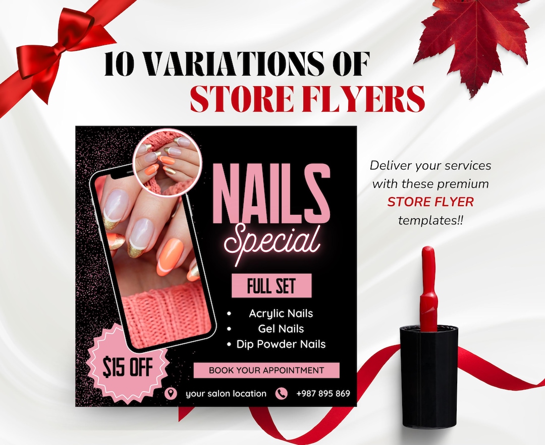 10x Variations of Nail Deal Flyer, Nail Tech Sale Flyer, Nail Flash ...