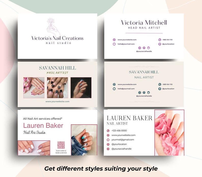 10x Editable Nail Tech Card Template, Nails Calling Card With QR Code ...