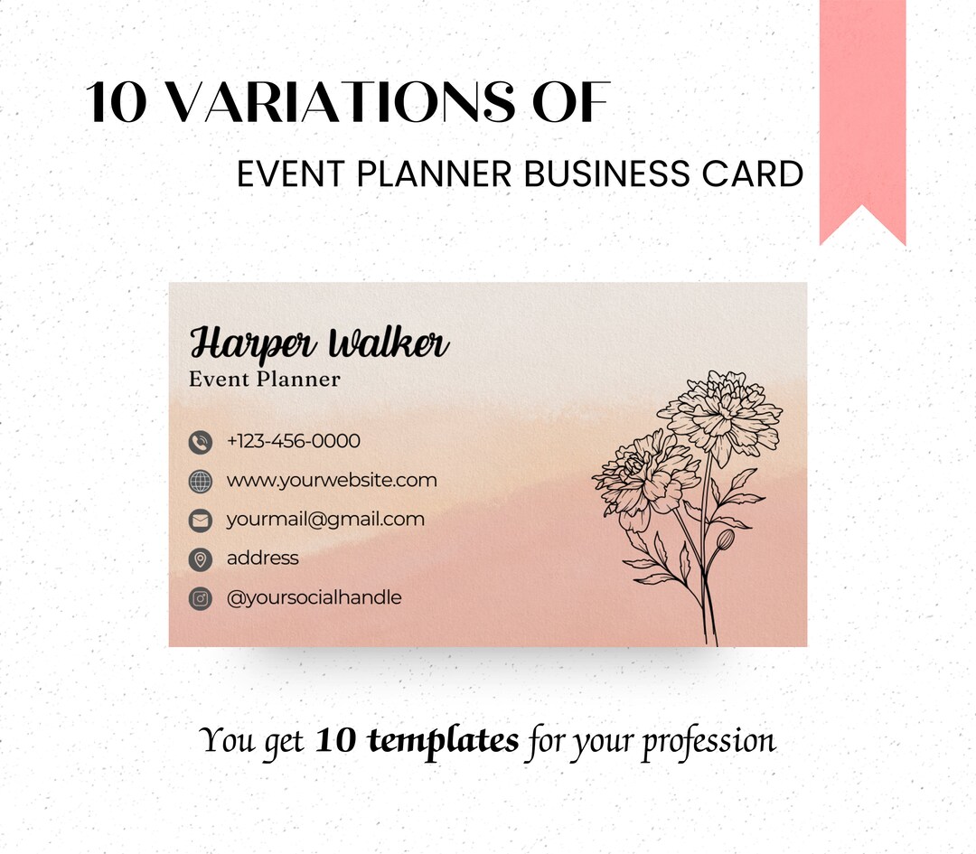 10x Event Planner Business Card, Business Card Template | Printable ...