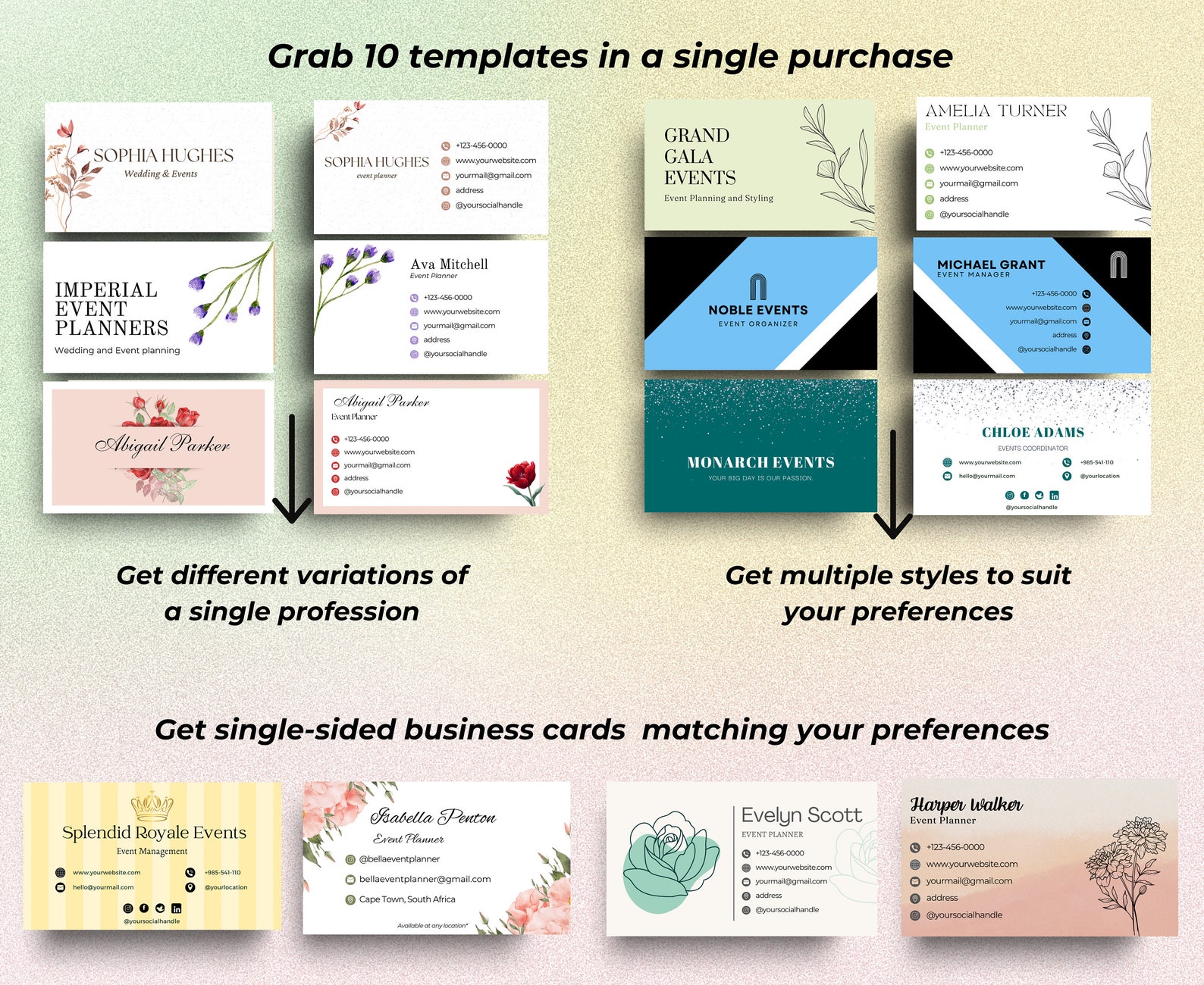 10x Event Planner Business Card, Business Card Template Printable ...